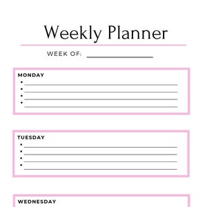 Pink Daily Planner - Printable/downloadable - Etsy