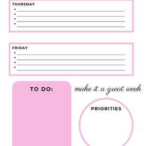 Pink Daily Planner - Printable/downloadable - Etsy