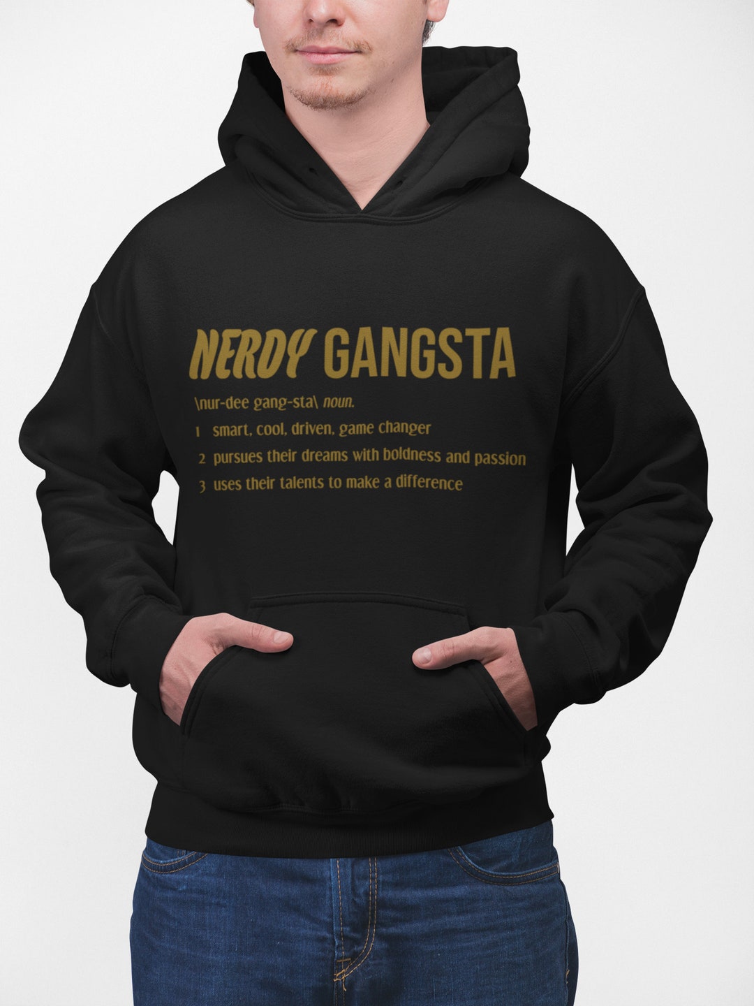 Nerdy Gangsta Definición Sudadera con capucha unisex Negro/Oro - Etsy ...