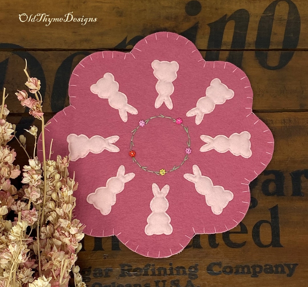 Primitive Stitchery EASTER Bunny Penny Rug ~ Spring Bunnies & Mini ...