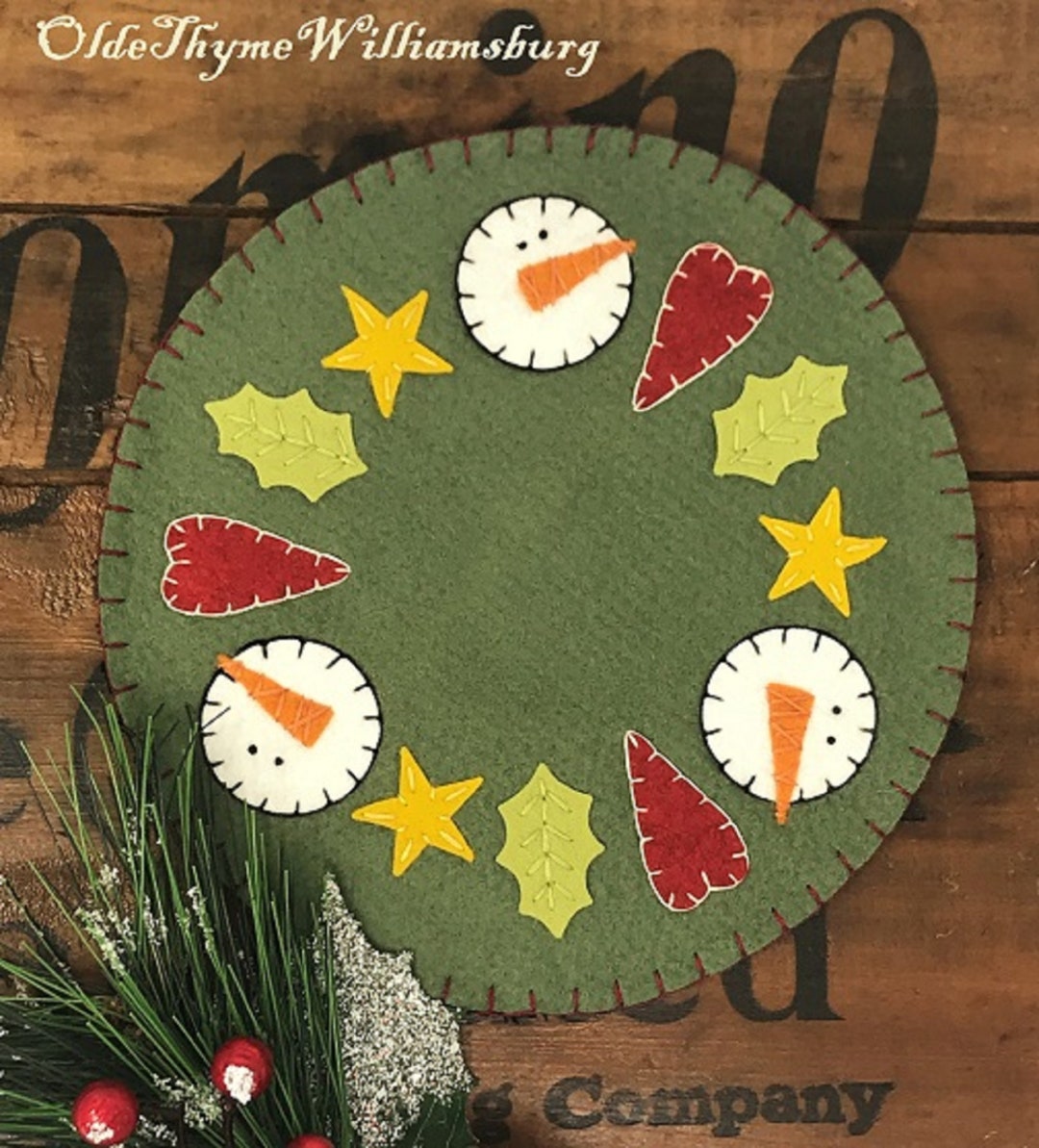 Primitive Stitchery CHRISTMAS Snowman Heart Holly Leaves Stars Penny ...