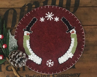 Primitive Stitchery CHRISTMAS Snowman & Snowflakes Penny Rug - Etsy