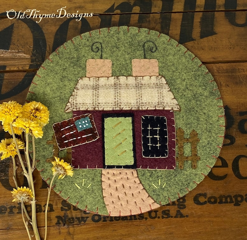 Primitive Stitchery Americana Cranberry Saltbox House Penny - Etsy