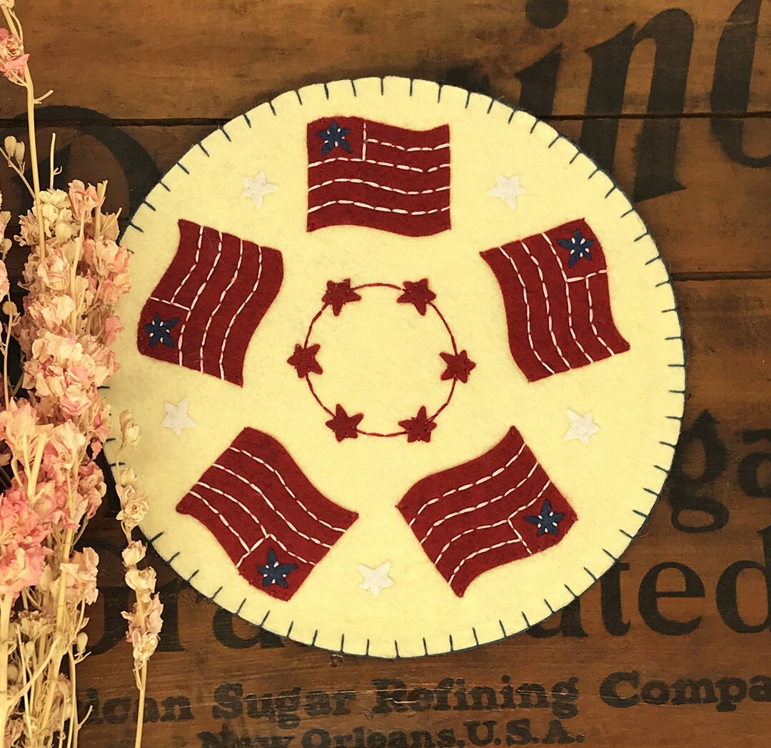 Primitive Stitchery AMERICANA Flags Penny Rug ~ Primitive Stars and ...
