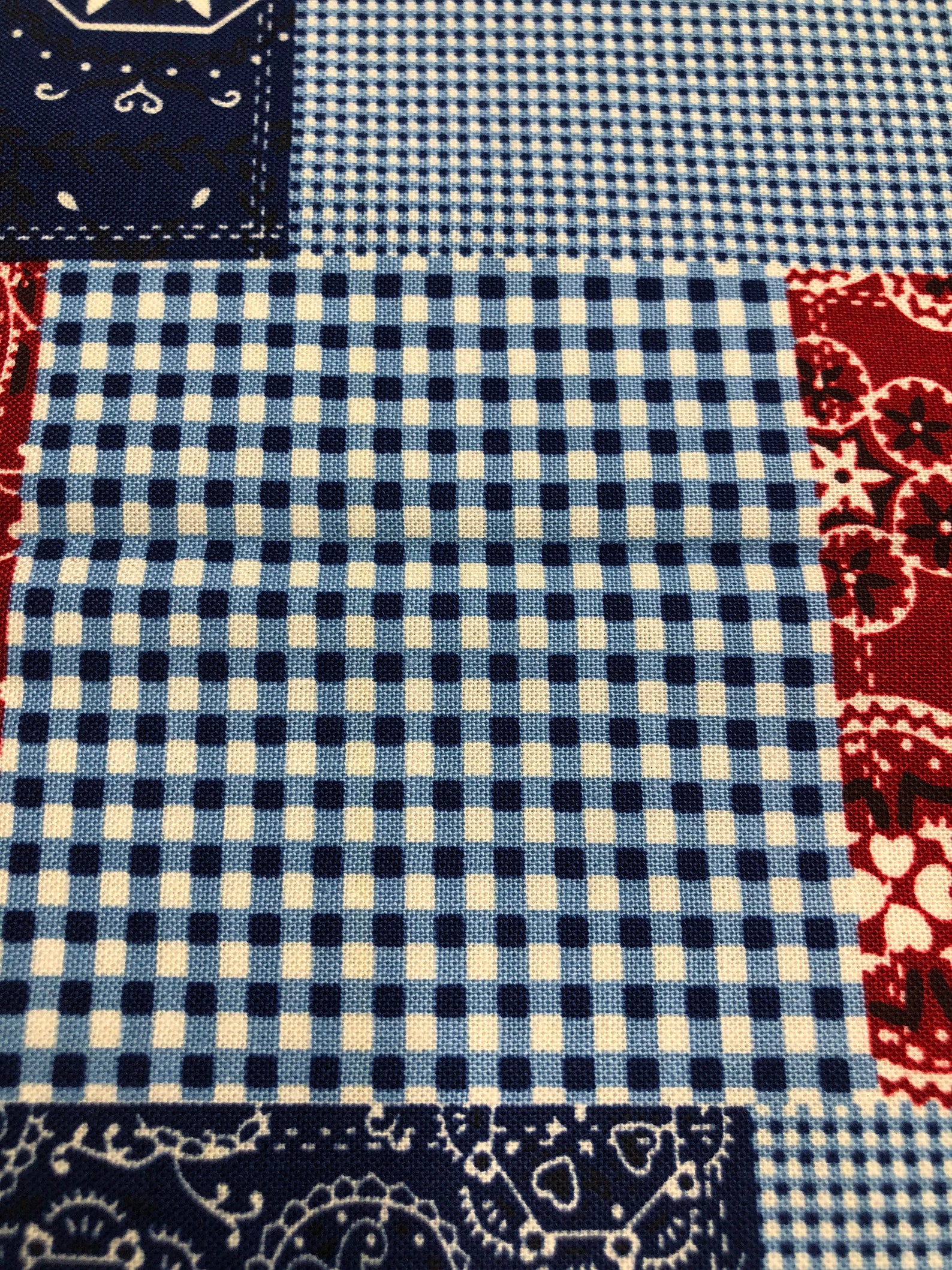 Western Theme Plaid Bandana Denim Quilt Pattern Fabric 100% | Etsy