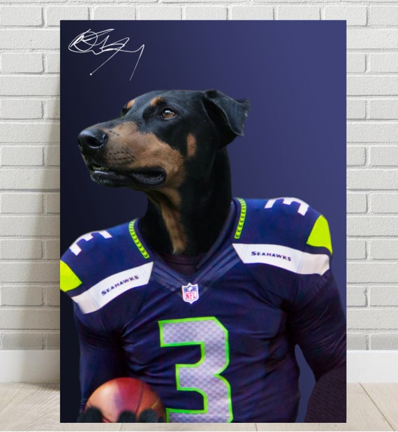 Custom American Football Pet Portrait . Seattle Seahawks | Etsy