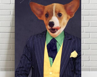 Custom Pet Portrait in Suit . Custom Dog Portrait in Suit . - Etsy