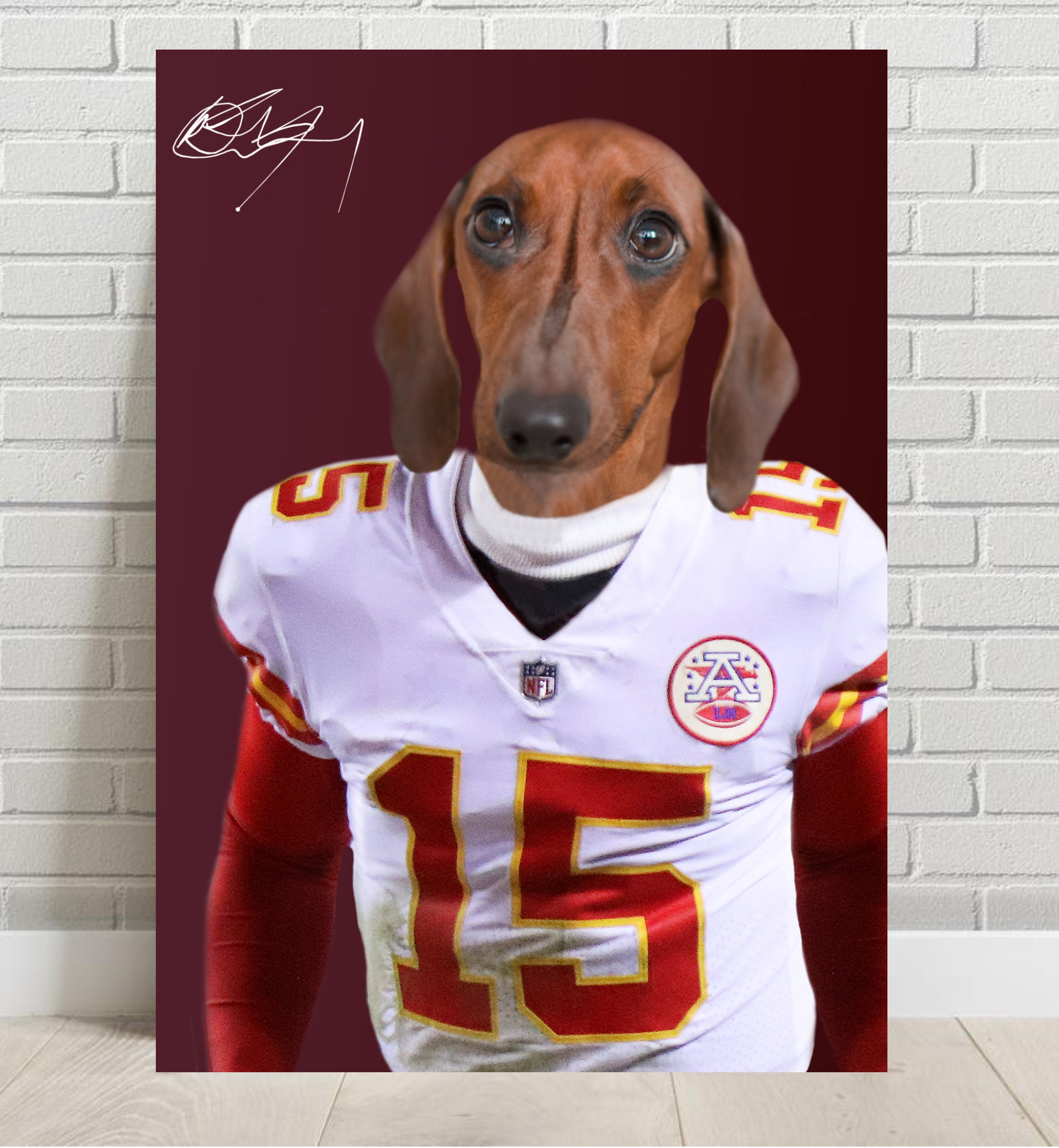 Custom American Football Dog Portrait . Kansas City Chiefs | Etsy