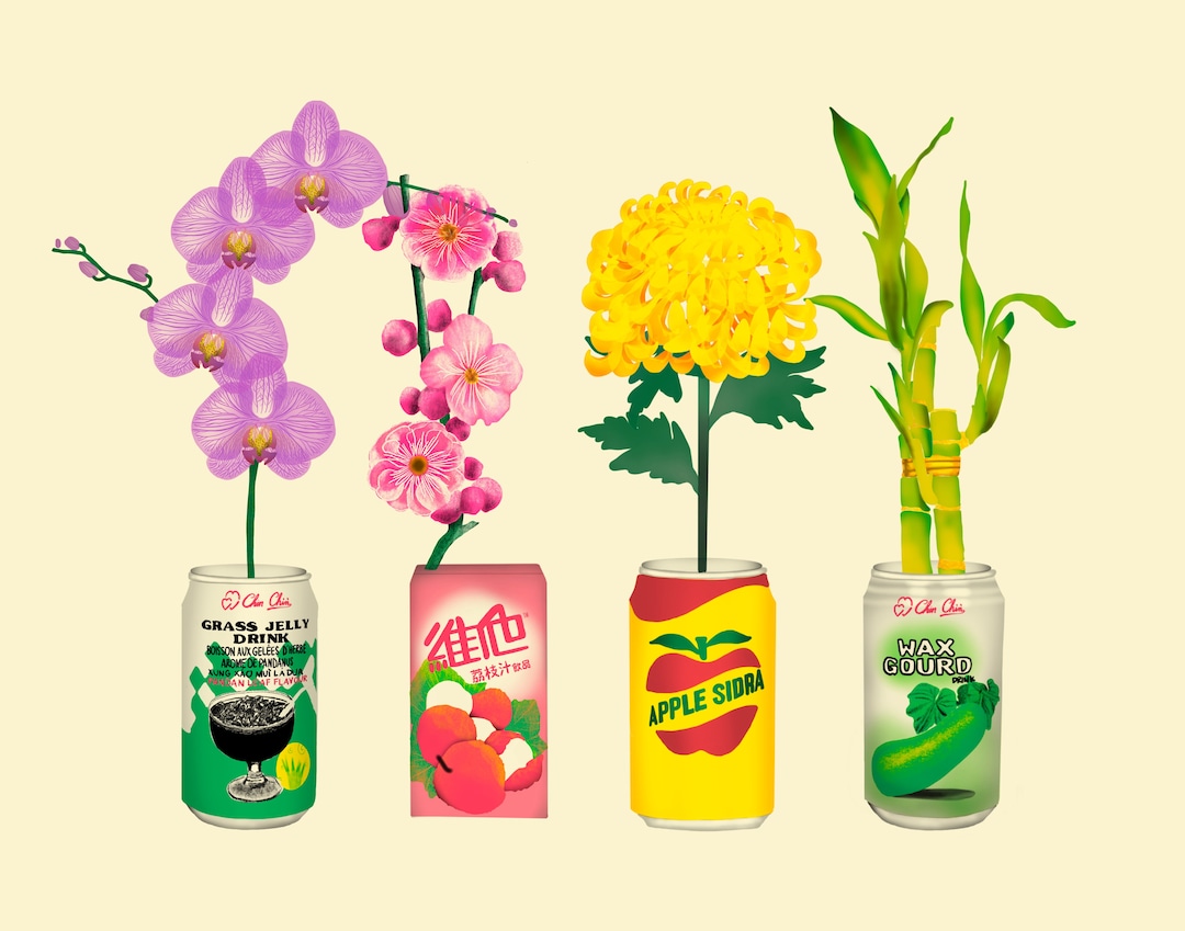 Mahjong Flower Arrangement Art Print | Childhood Asian Drinks - Etsy
