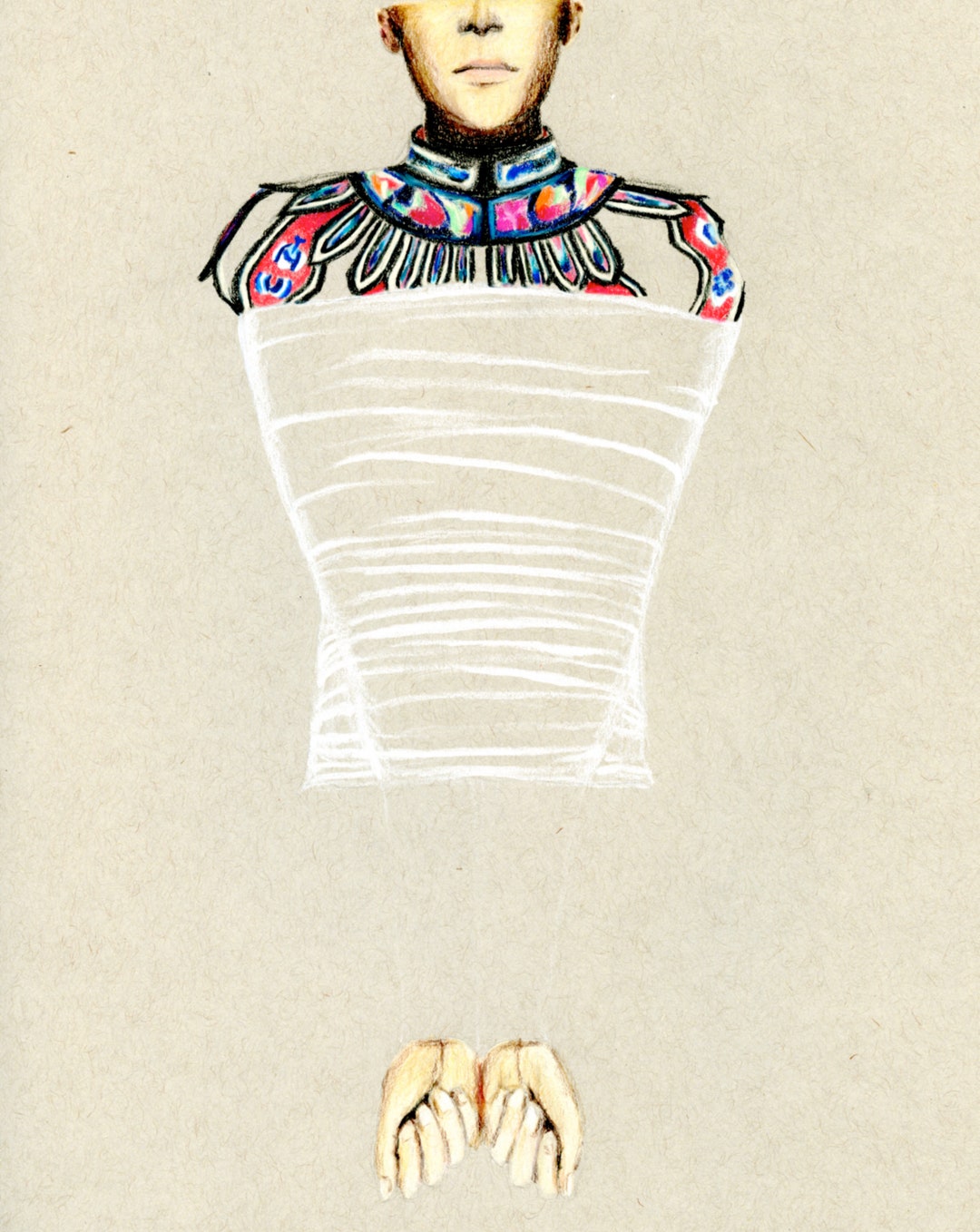 Model Minority Straitjacket Art Print - Multi | Colored Pencil | Asian ...