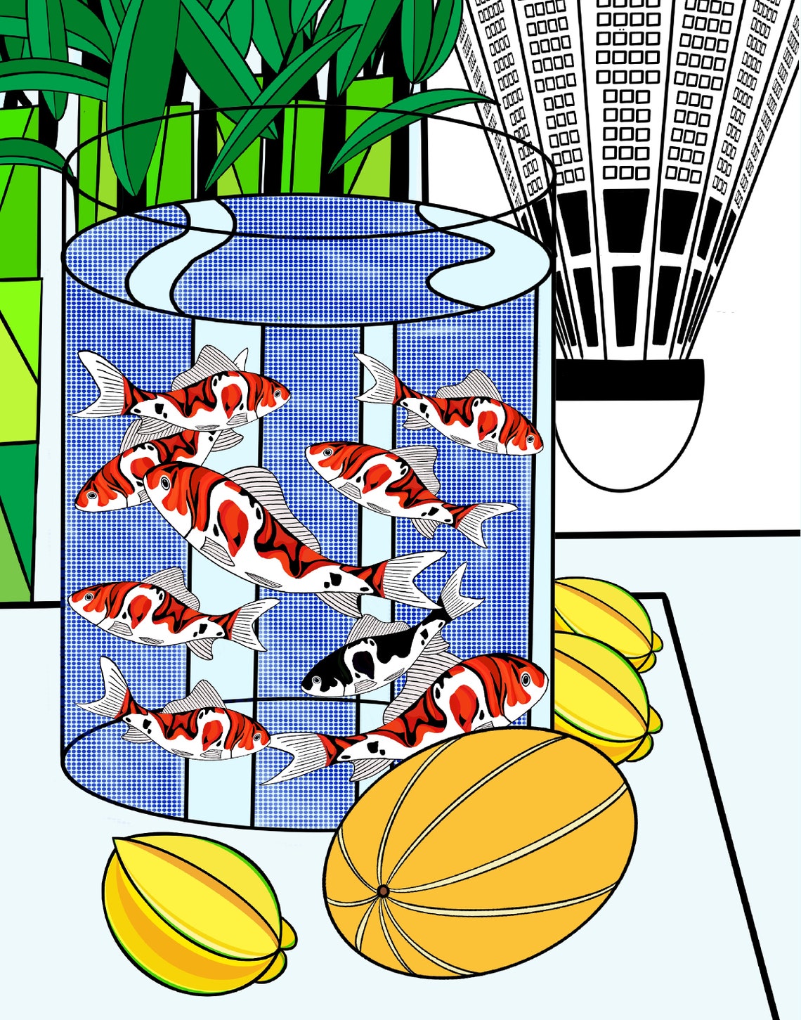 Koi Fish Pop Art Print | Still Life Illustration - Etsy