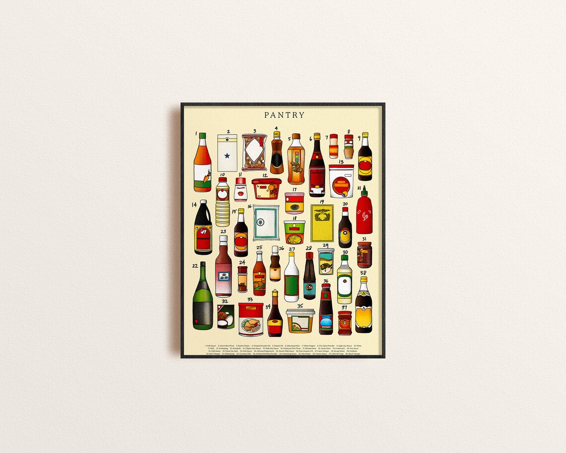 Asian Pantry Staples Poster Print | Cooking Illustration | Digital Art ...