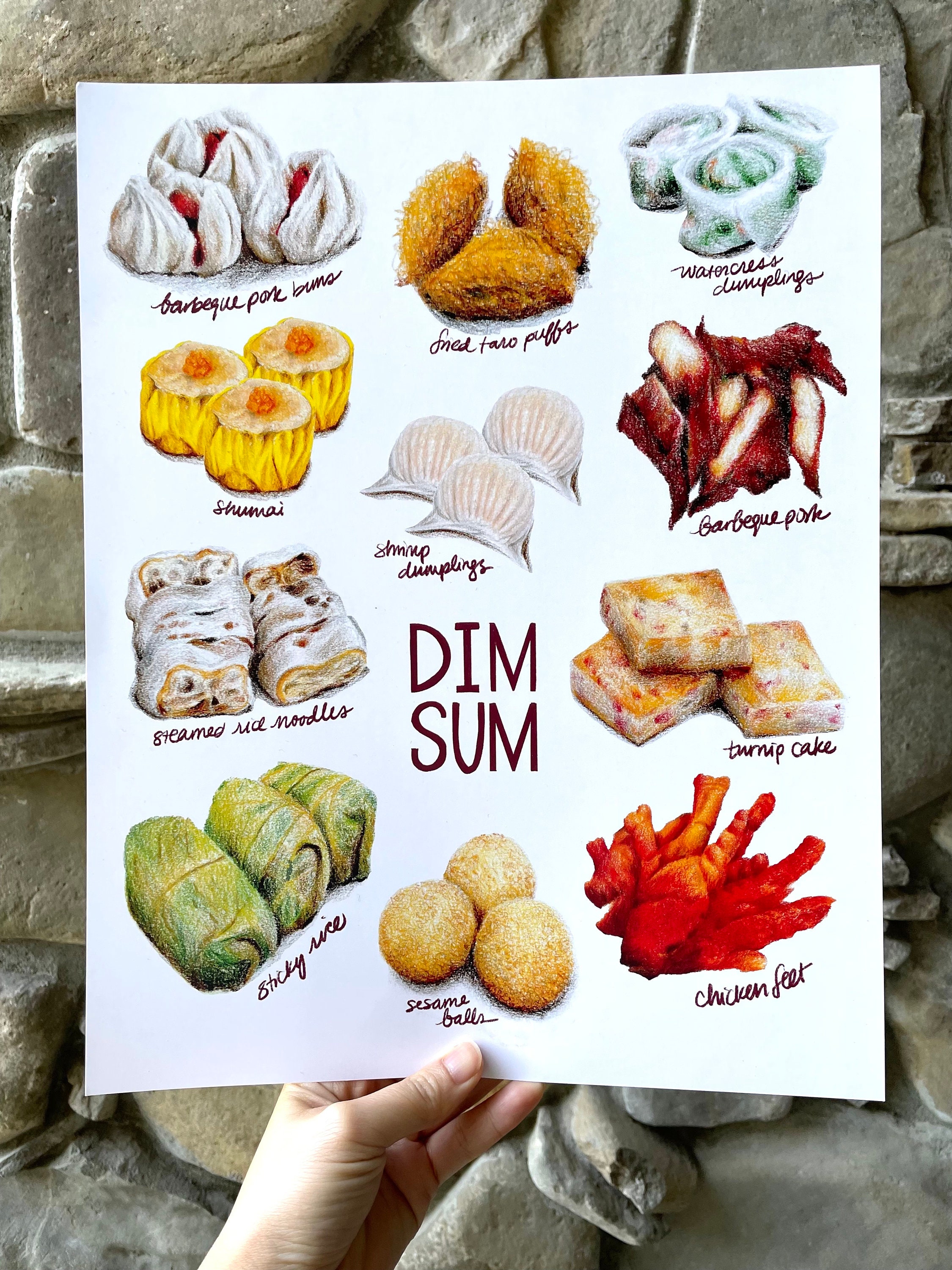 Dim Sum Poster Print | Food Illustration | Colored Pencil - Etsy