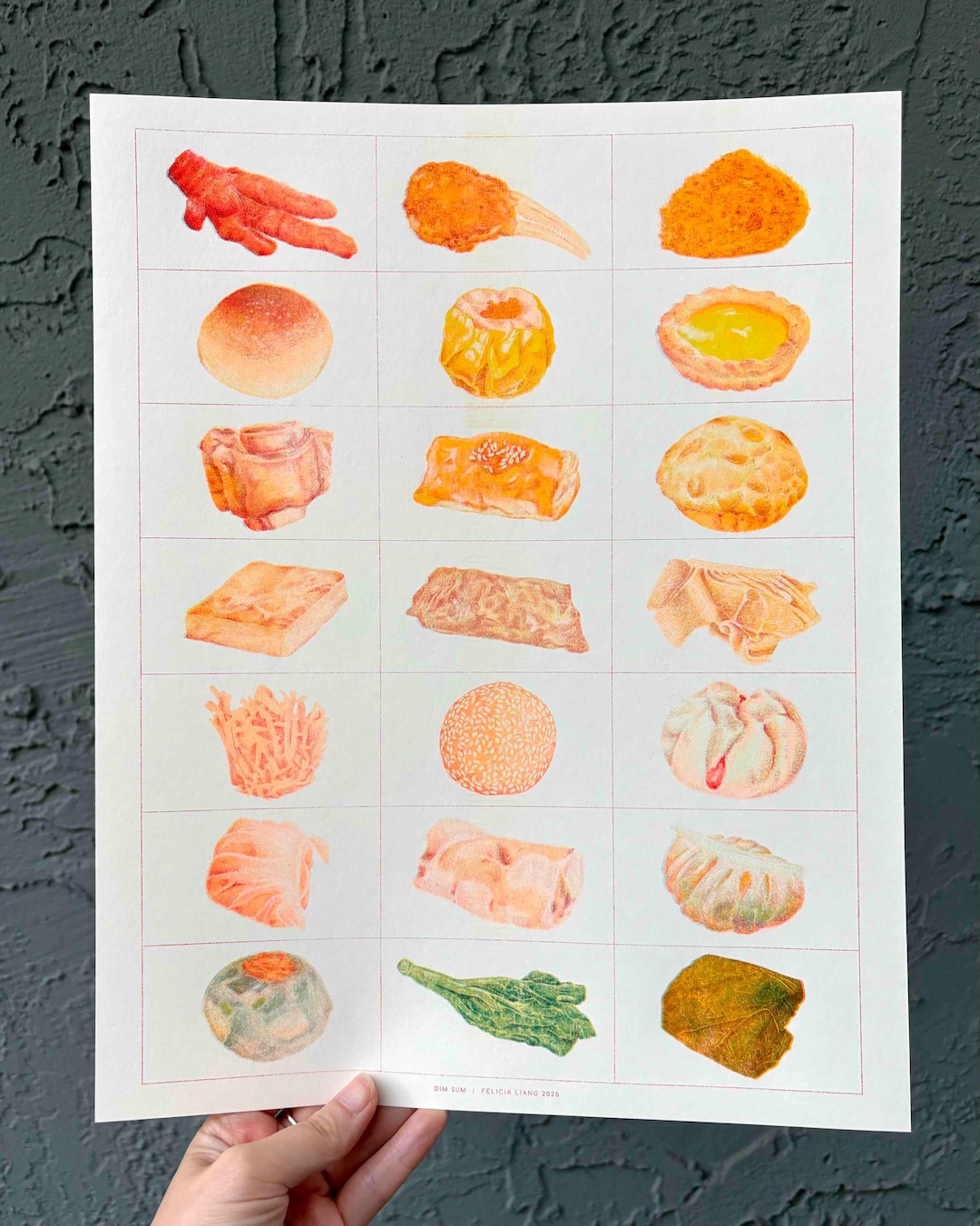 Dim Sum Menu Risograph Print | Food Illustration | Color Chart - Etsy