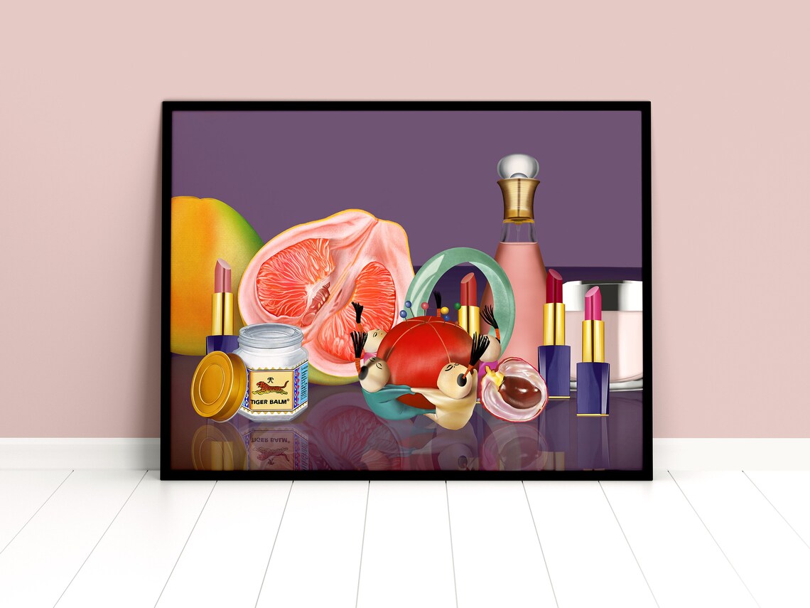 Nostalgic Vanity Art Print Still Life Illustration | Etsy