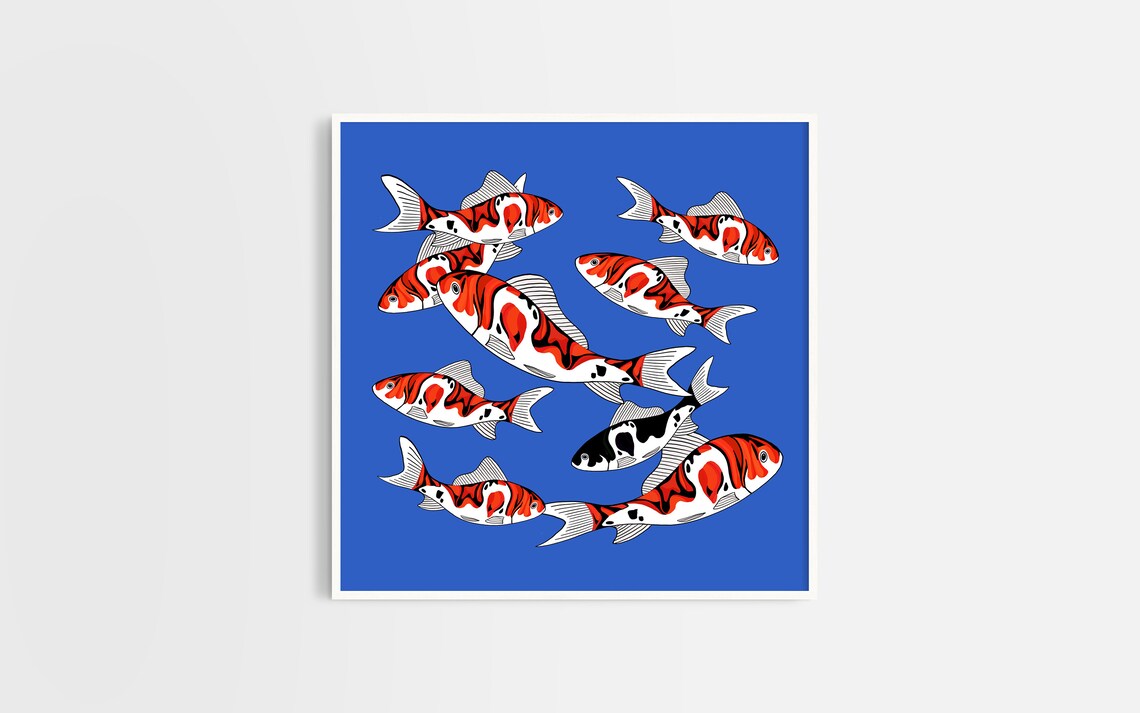 Koi Fish Art Print Animal Illustration Pop Art Digital - Etsy