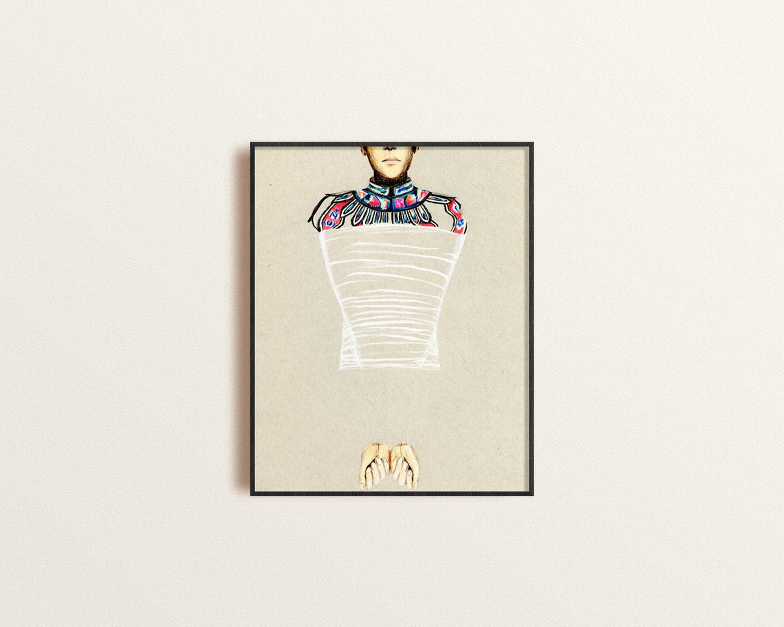 Model Minority Straitjacket Art Print - Multi | Colored Pencil | Asian ...