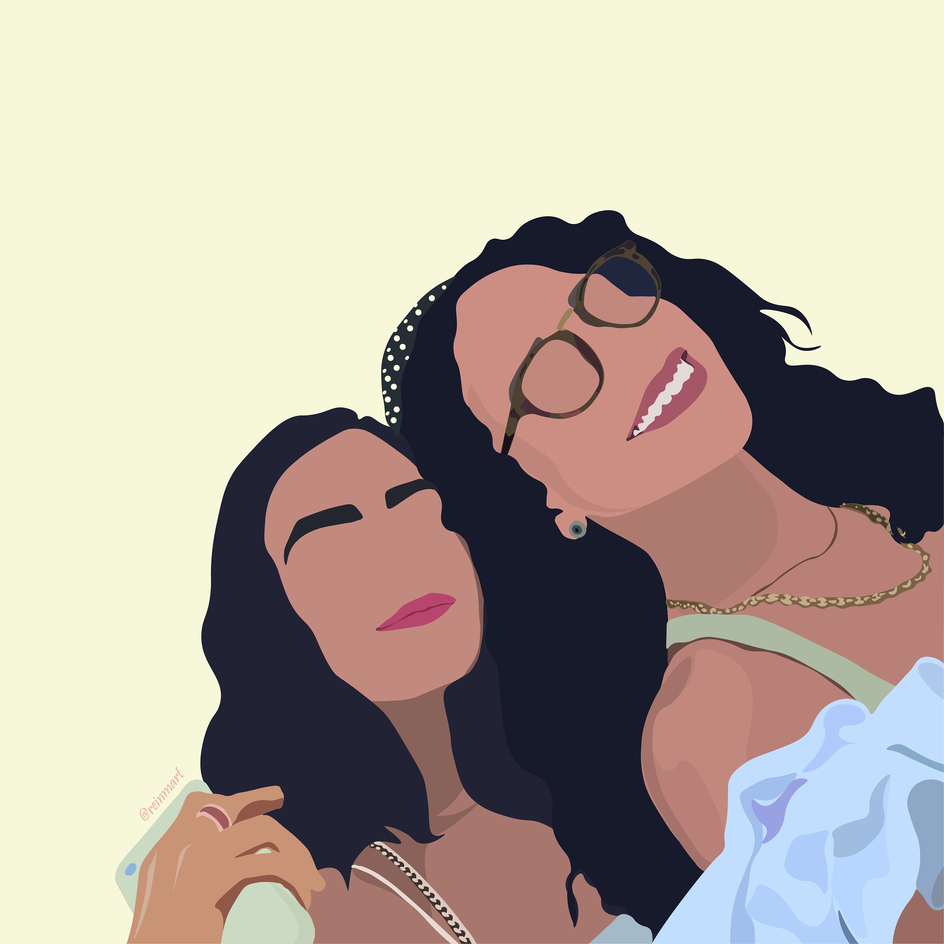 Two People Image. Personalized Flat Illustrations, Illustrated Portrait ...