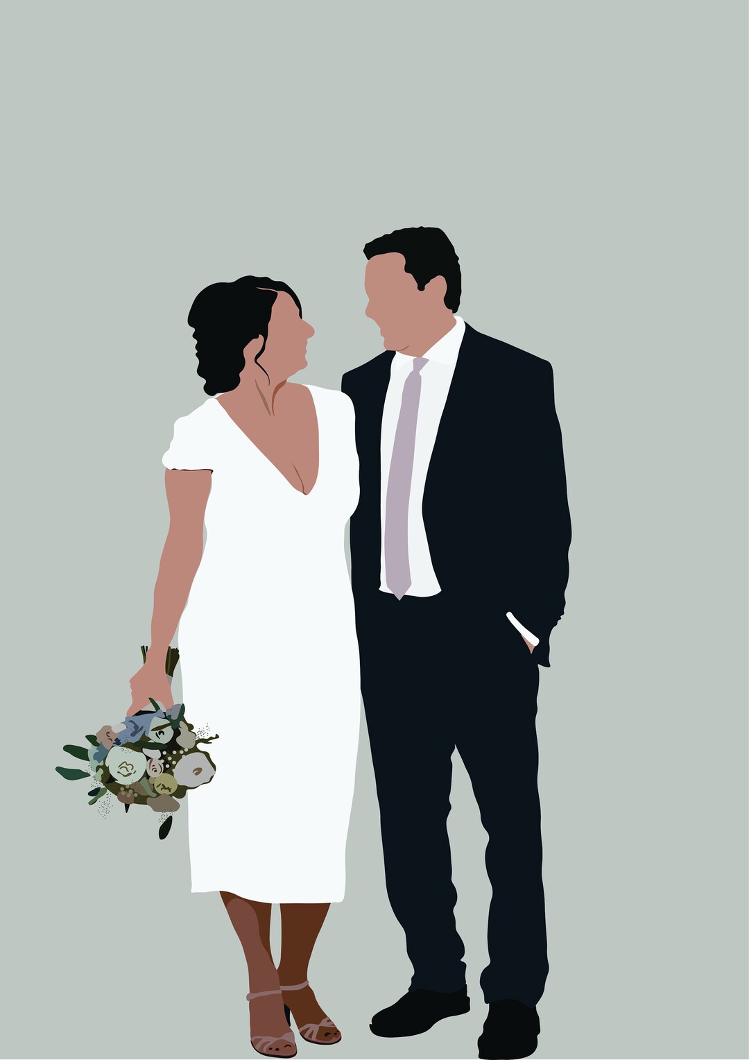 Two People Image. Personalized Flat Illustrations, Illustrated Portrait ...