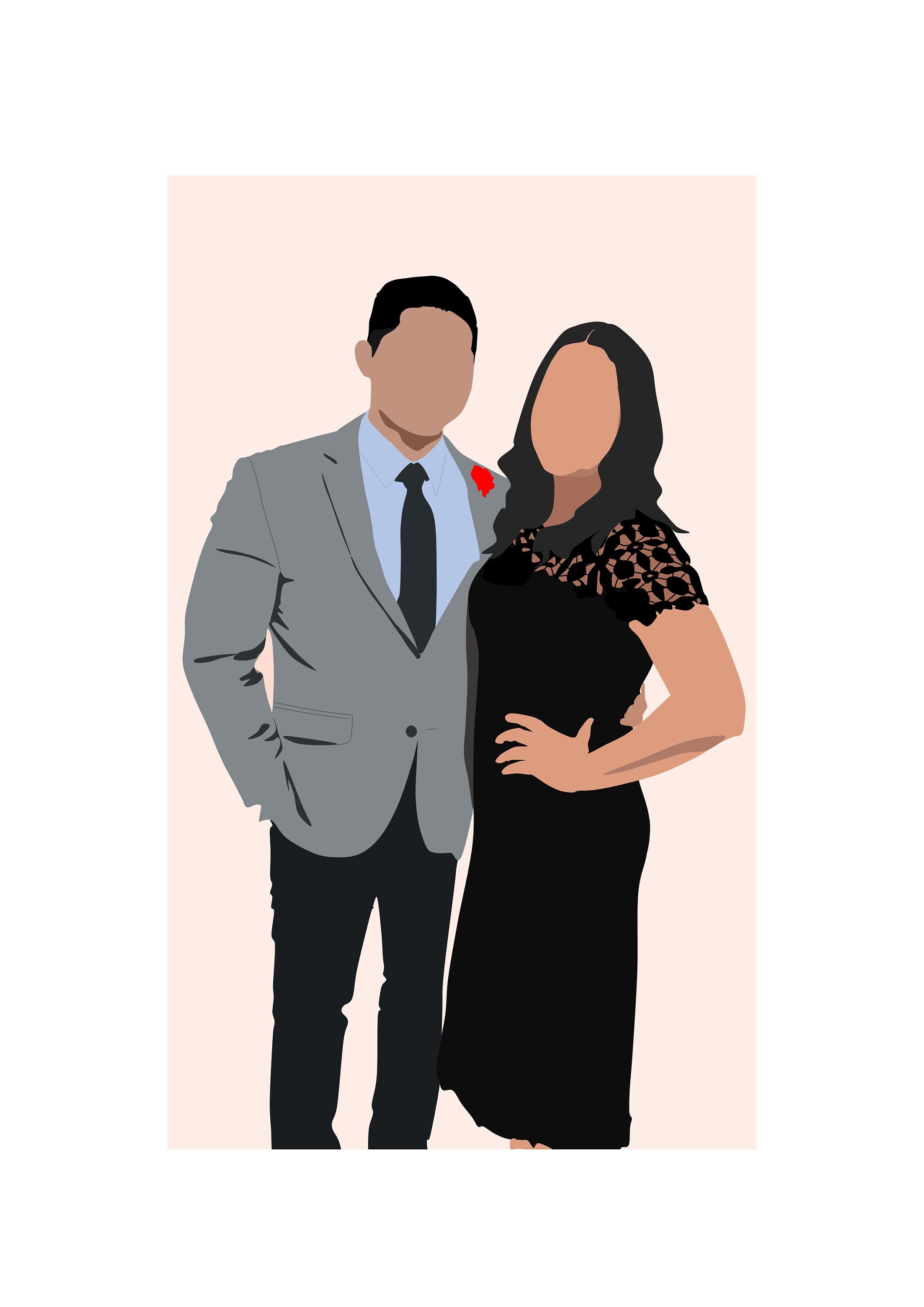 Two People Image. Personalized Flat Illustrations, Illustrated Portrait ...