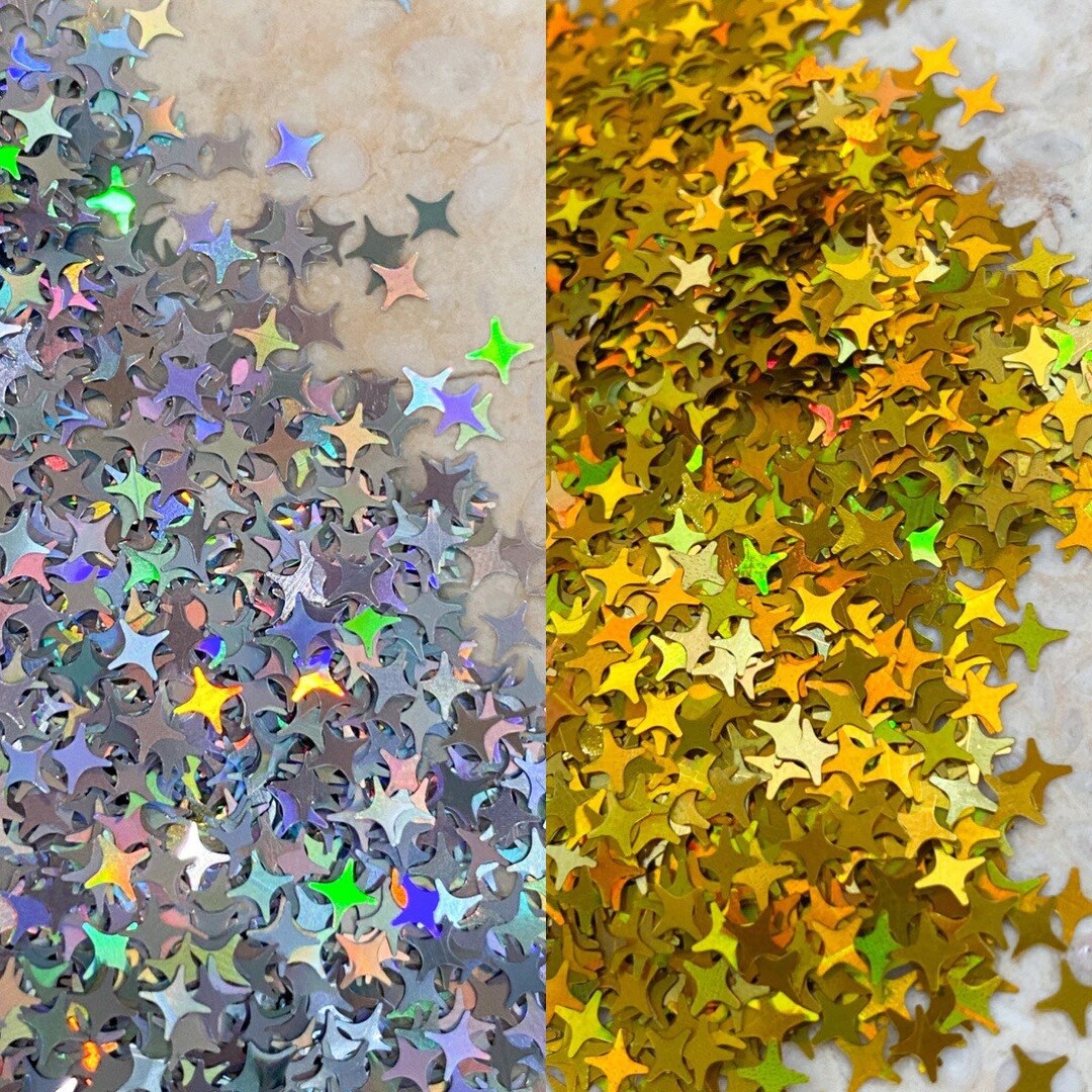 Holographic Silver or Gold Four Point Star Glitter Shapes - Etsy
