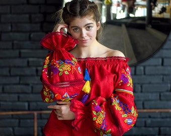 Cherry Red Blouse - Etsy