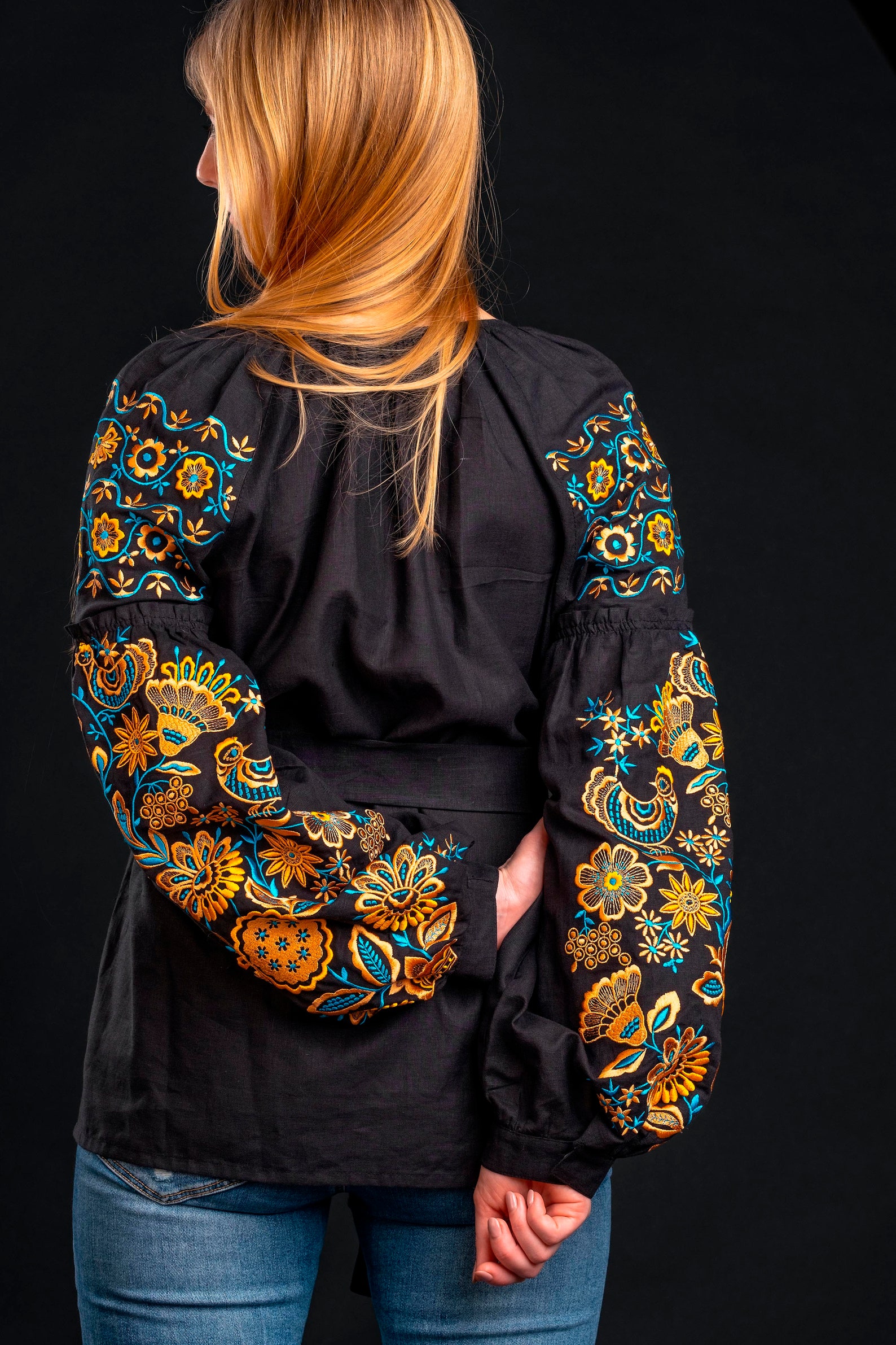 Black Linen Birds Blouse With Traditional Ukrainian Symbols - Etsy