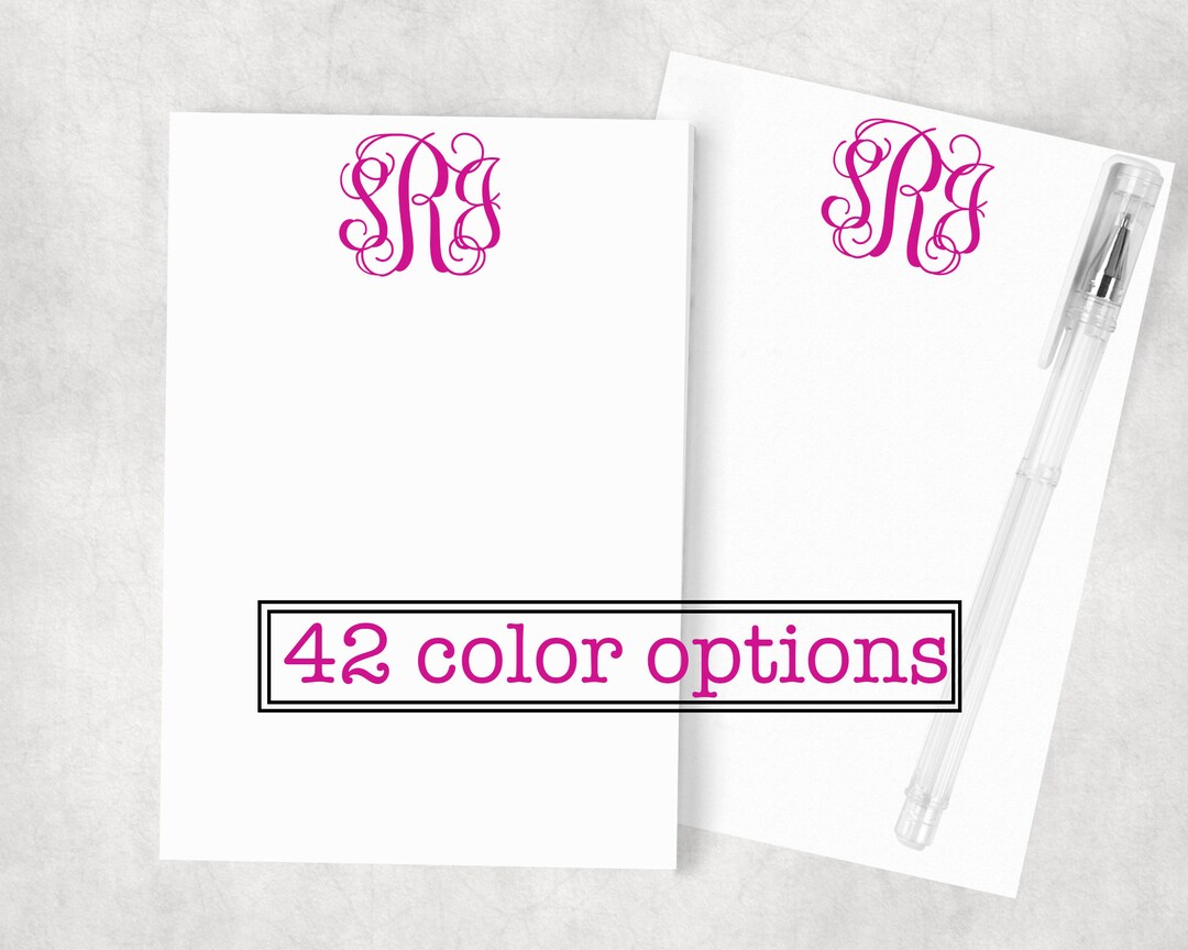 Personalized Notepad Stationary Monogram Notepad Choose Your Color ...
