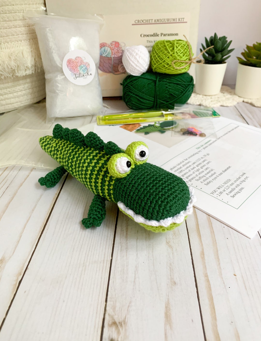 DIY Crochet Kit Amigurumi Crocodile "paramon" Toy, Beginner Friendly ...