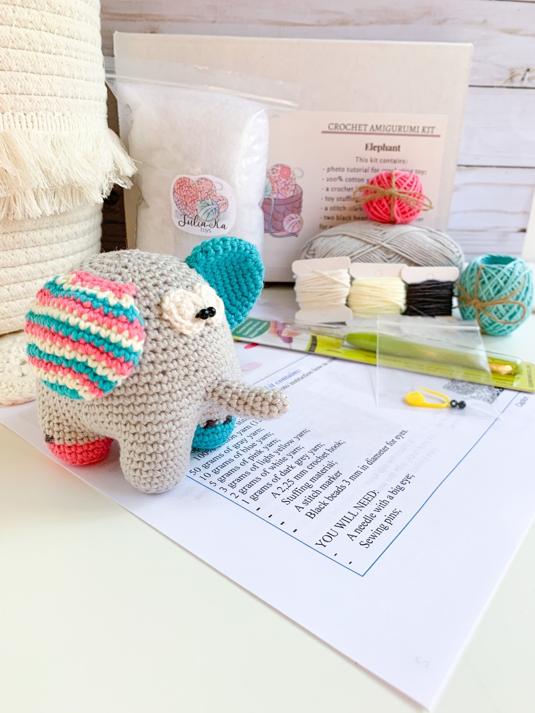 Crochet Amigurumi Kit Elephant, Diy Kit - Etsy