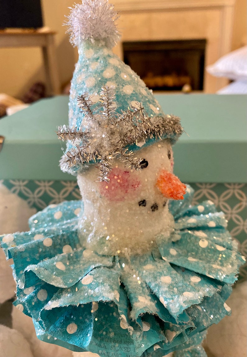 Snowman Figure Paper Mache Art - Etsy