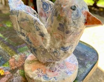 Paper Mache Clay Bird Sculpture mr Cardinal - Etsy