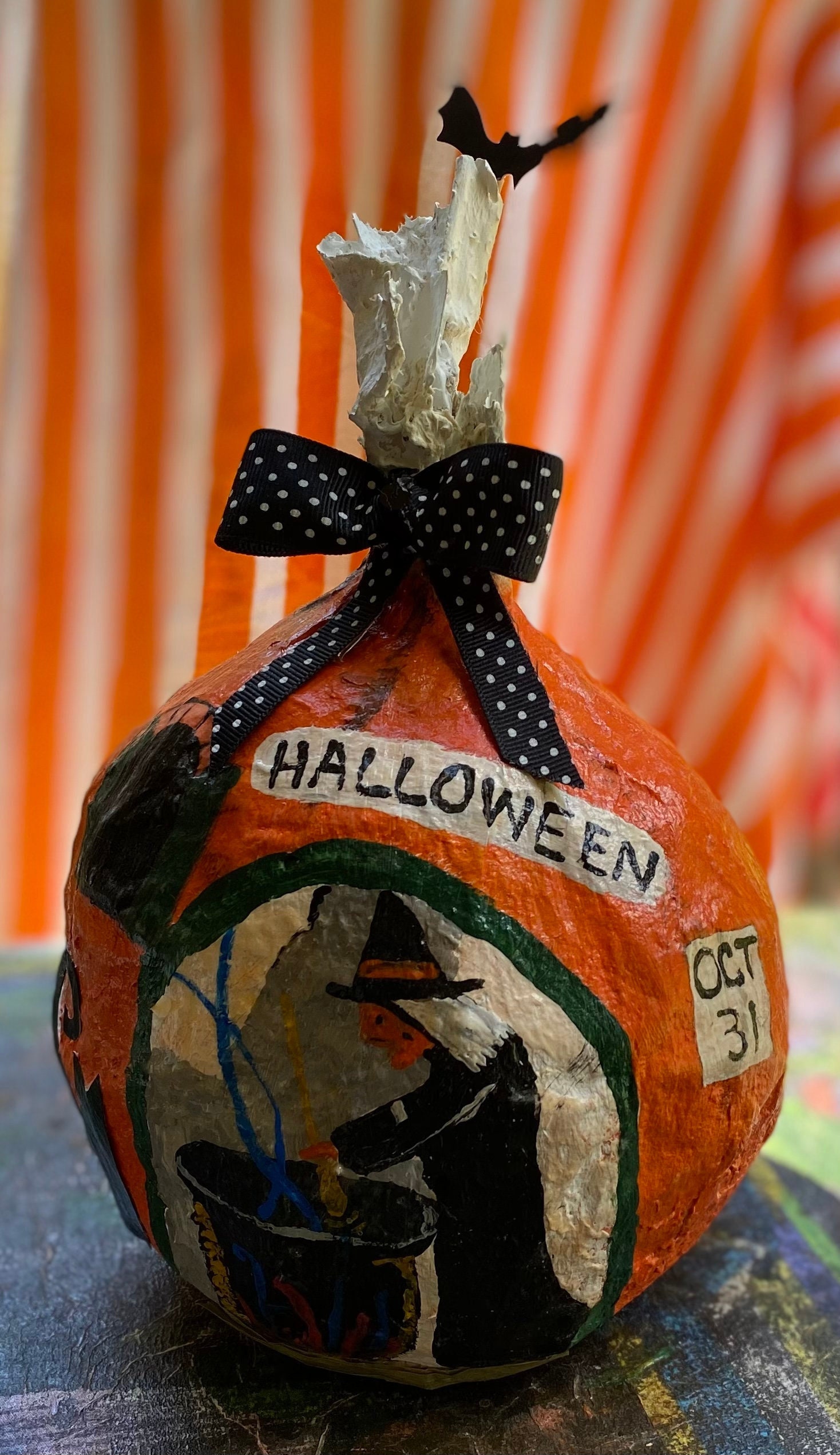 Halloween Paper Mache Pumpkin - Etsy
