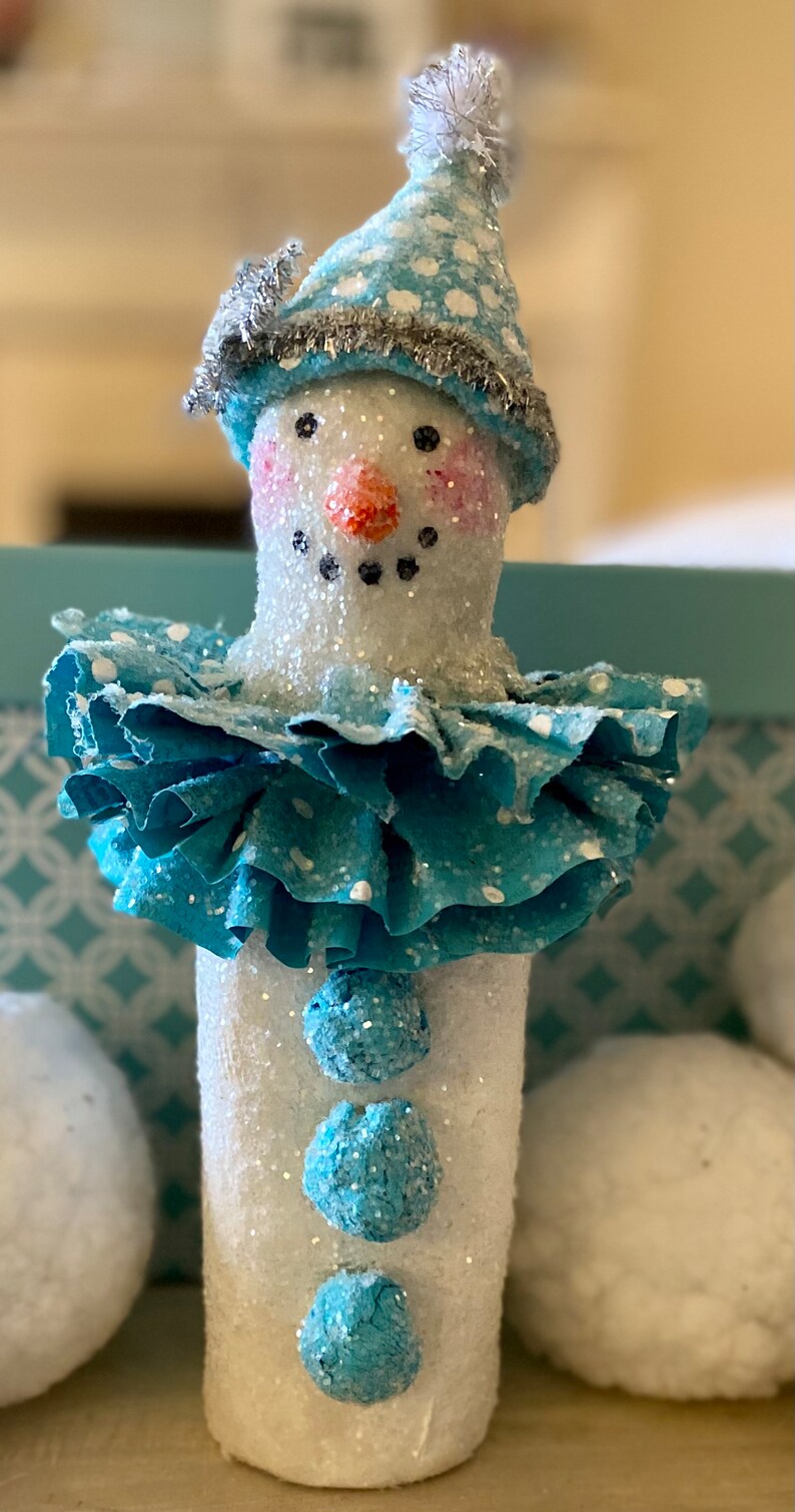 Snowman Figure Paper Mache Art - Etsy