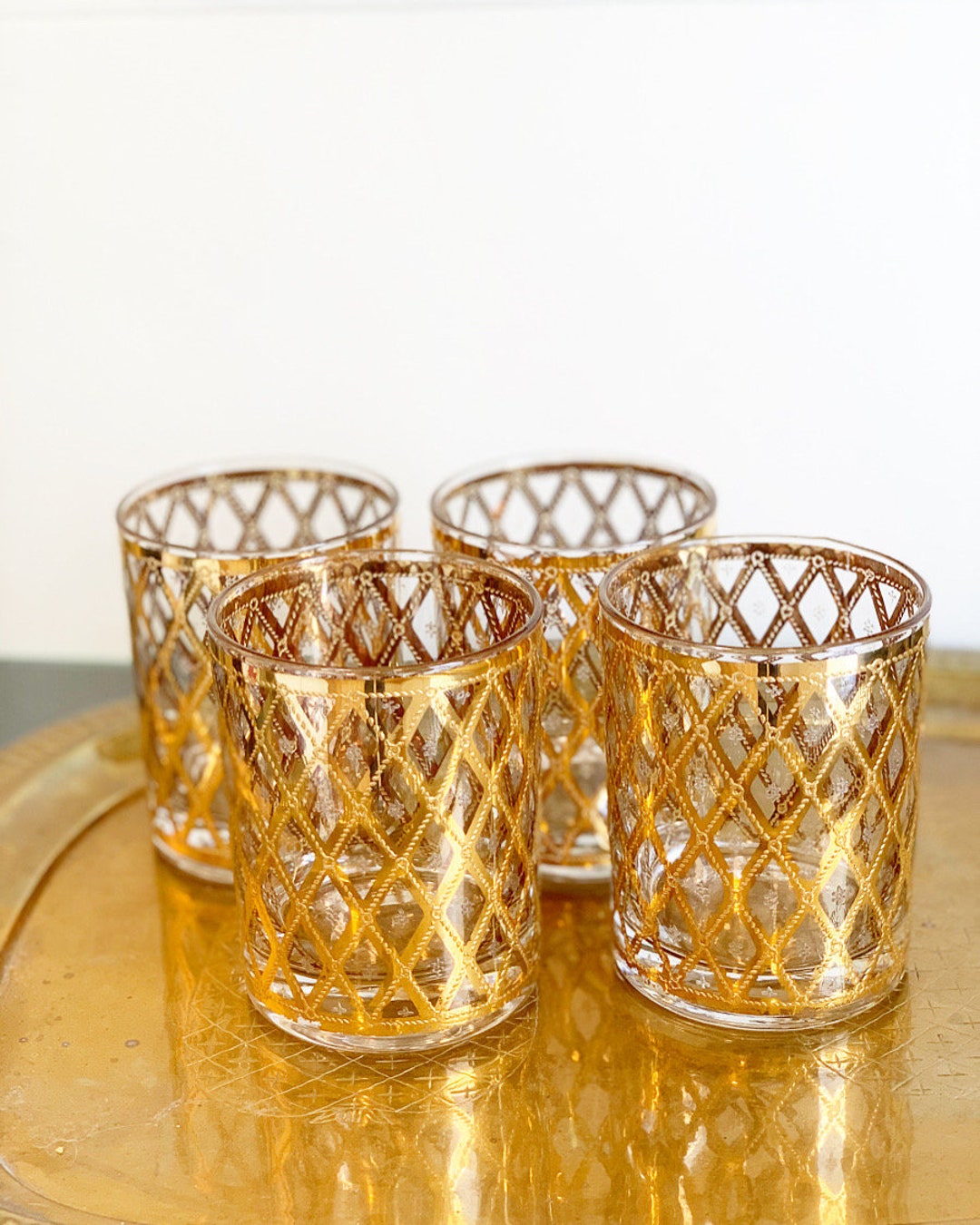 22K Hollywood Regency Diamond Rocks Glasses by Culver set of - Etsy