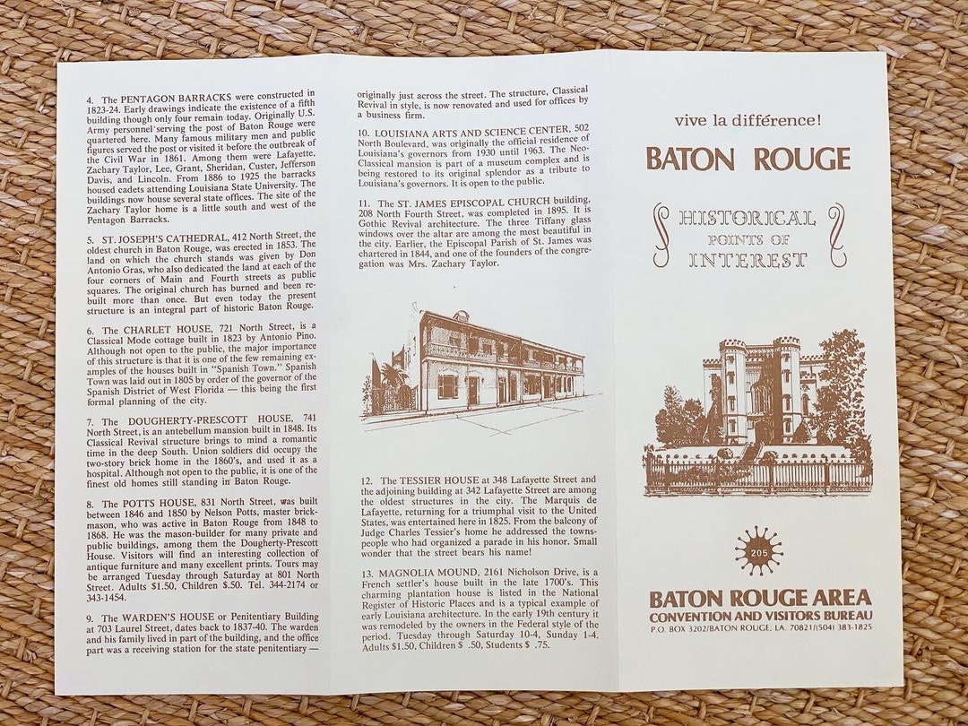Local Baton Rouge Guide or Pamphlet, Historical Points of Interest ...
