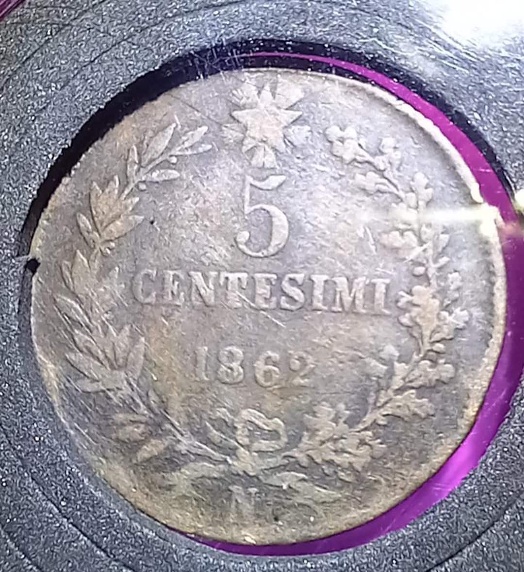 1862 Italian 5 Centesimi Coin - Etsy