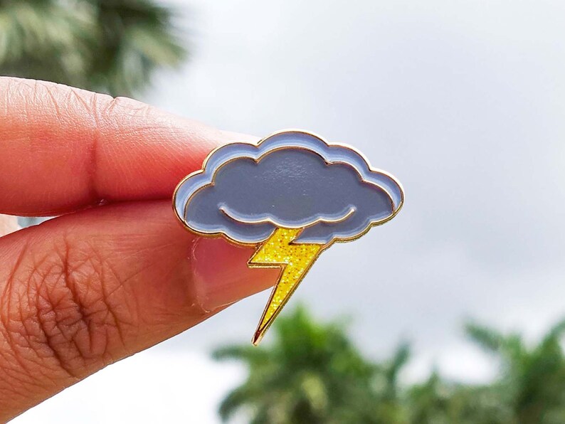 Storm Cloud Enamel Pin - Etsy