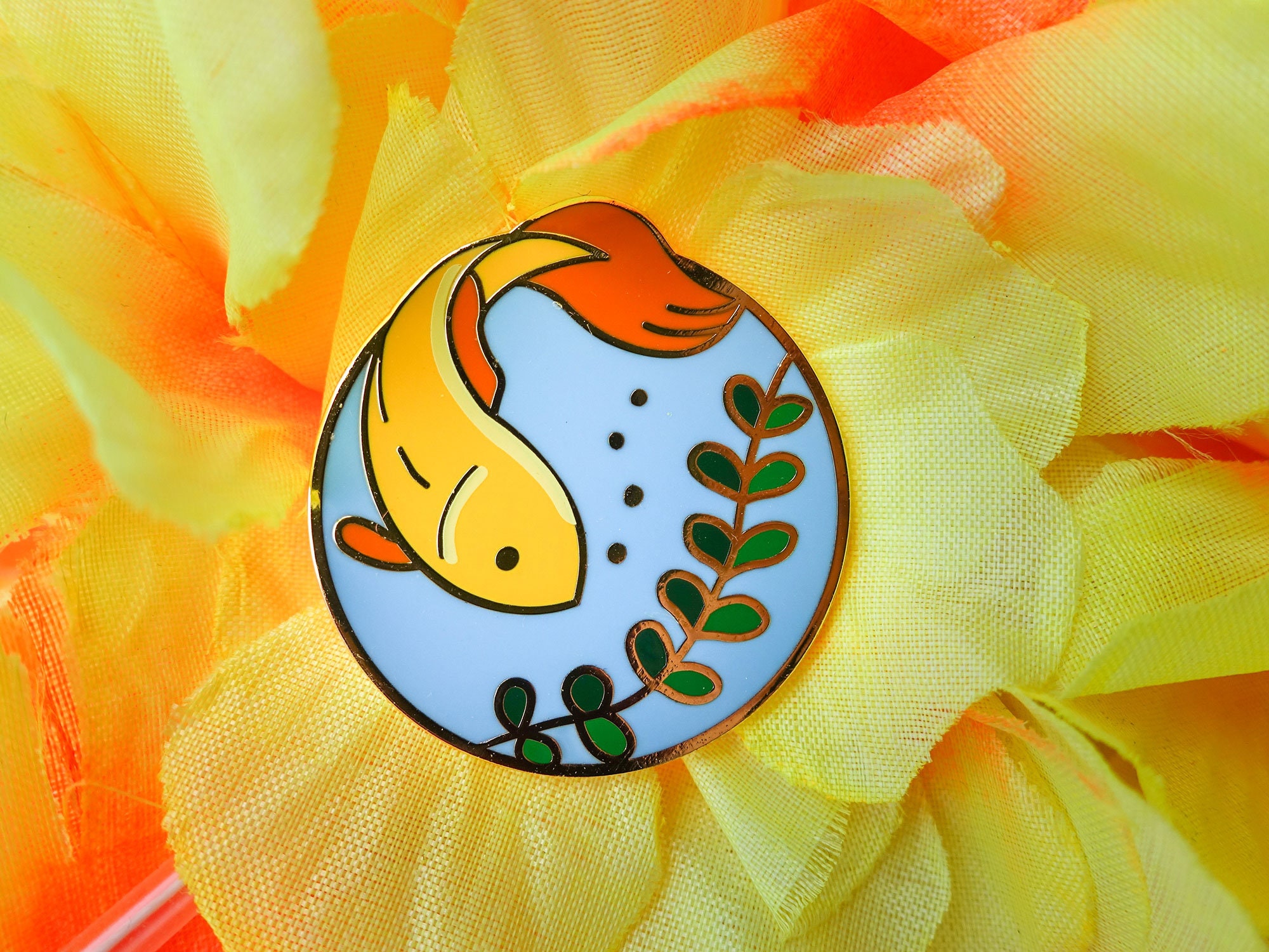 Serenity Goldfish Enamel Pin | Etsy
