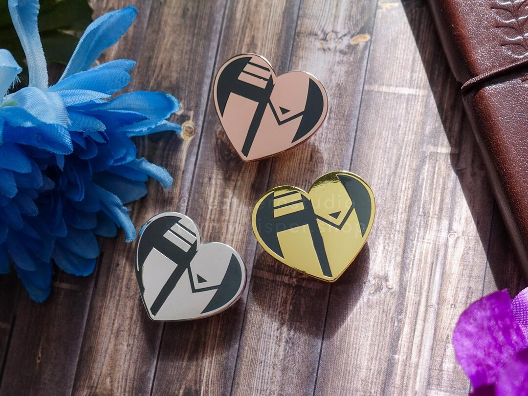 Hunter Hearts Polished Metal Enamel Pins - Etsy