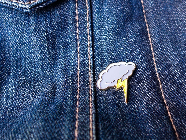 Storm Cloud Enamel Pin - Etsy