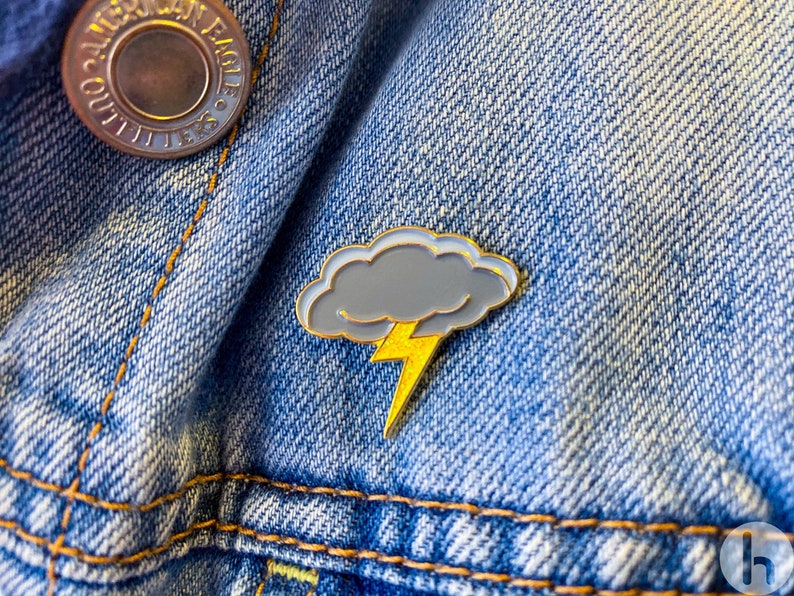 Storm Cloud Enamel Pin - Etsy