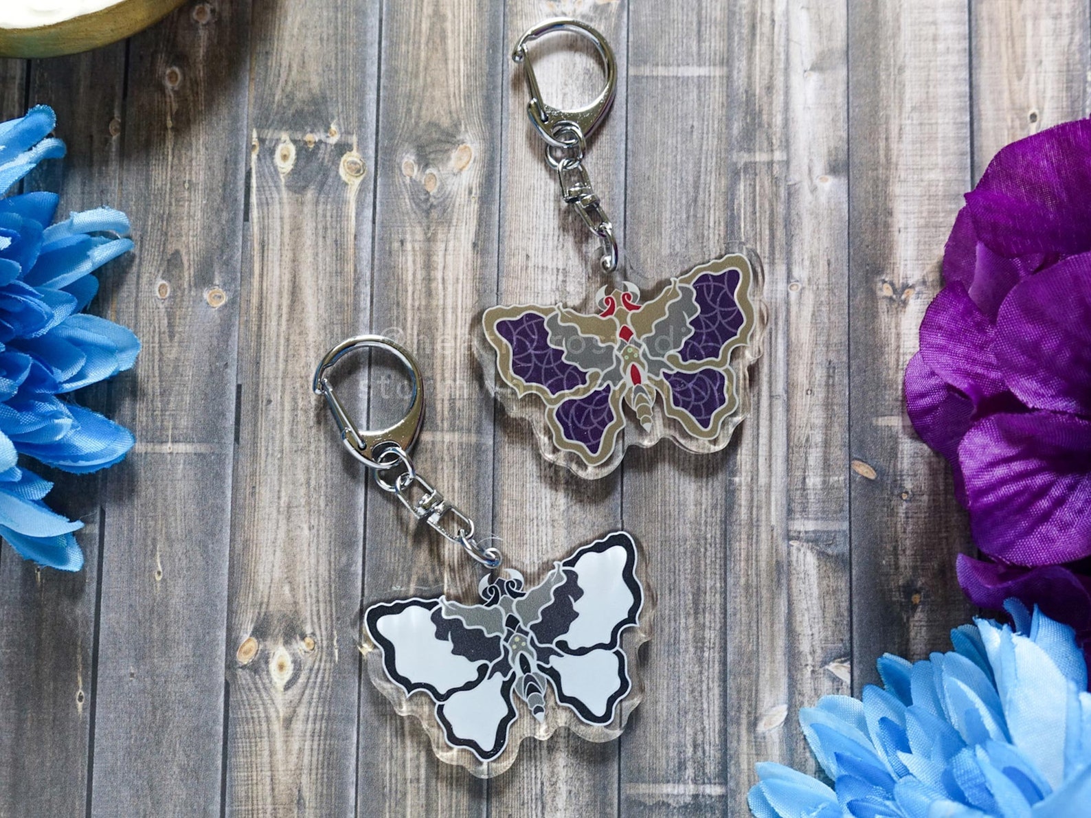 Artistic Moth Clear Acrylic Keychains - Etsy