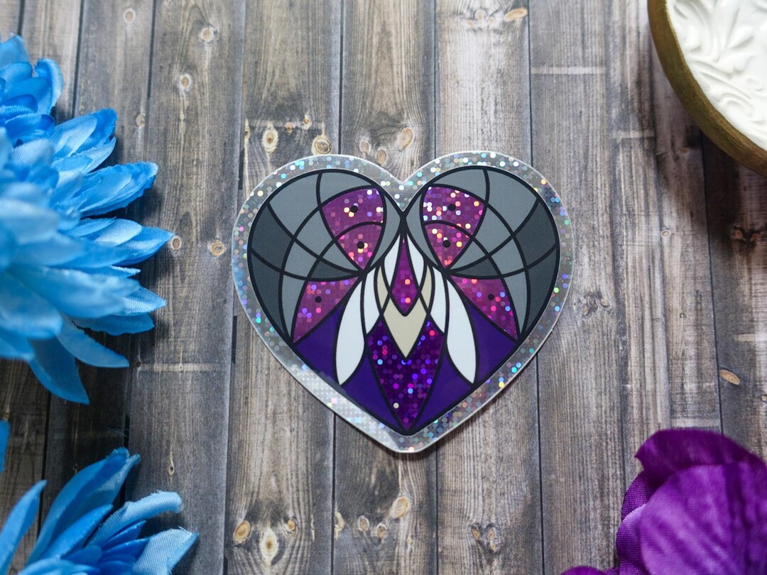 Saintly Heart Glitter Sticker Decal - Etsy