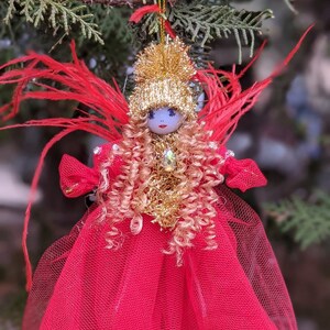 HANGING ANGEL, RED Angel, Hanging Figurine, Christmas Angel, - Etsy