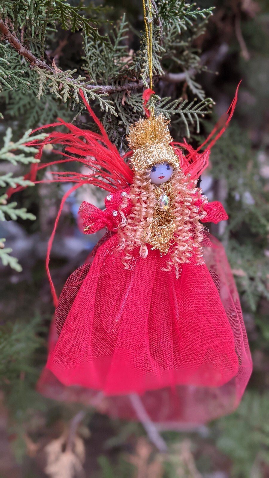 HANGING ANGEL, RED Angel, Hanging Figurine, Christmas Angel, - Etsy