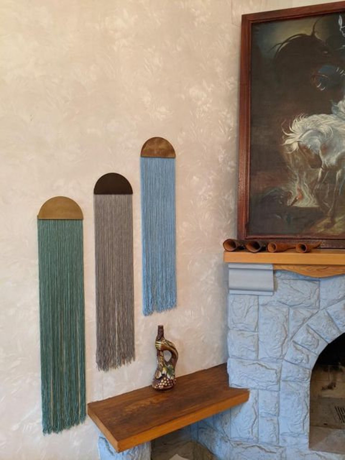 Macram, Wood Wall Hanger, Fiber Art, Medieval Modern Art, Tapestry ...