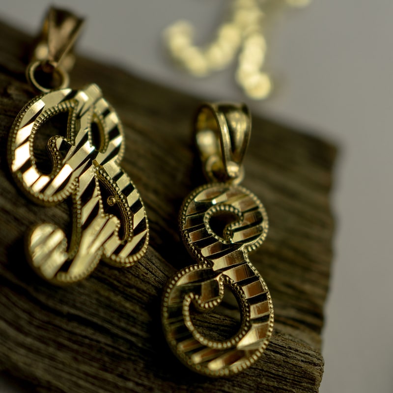 Cursive N Pendant Gold - Etsy