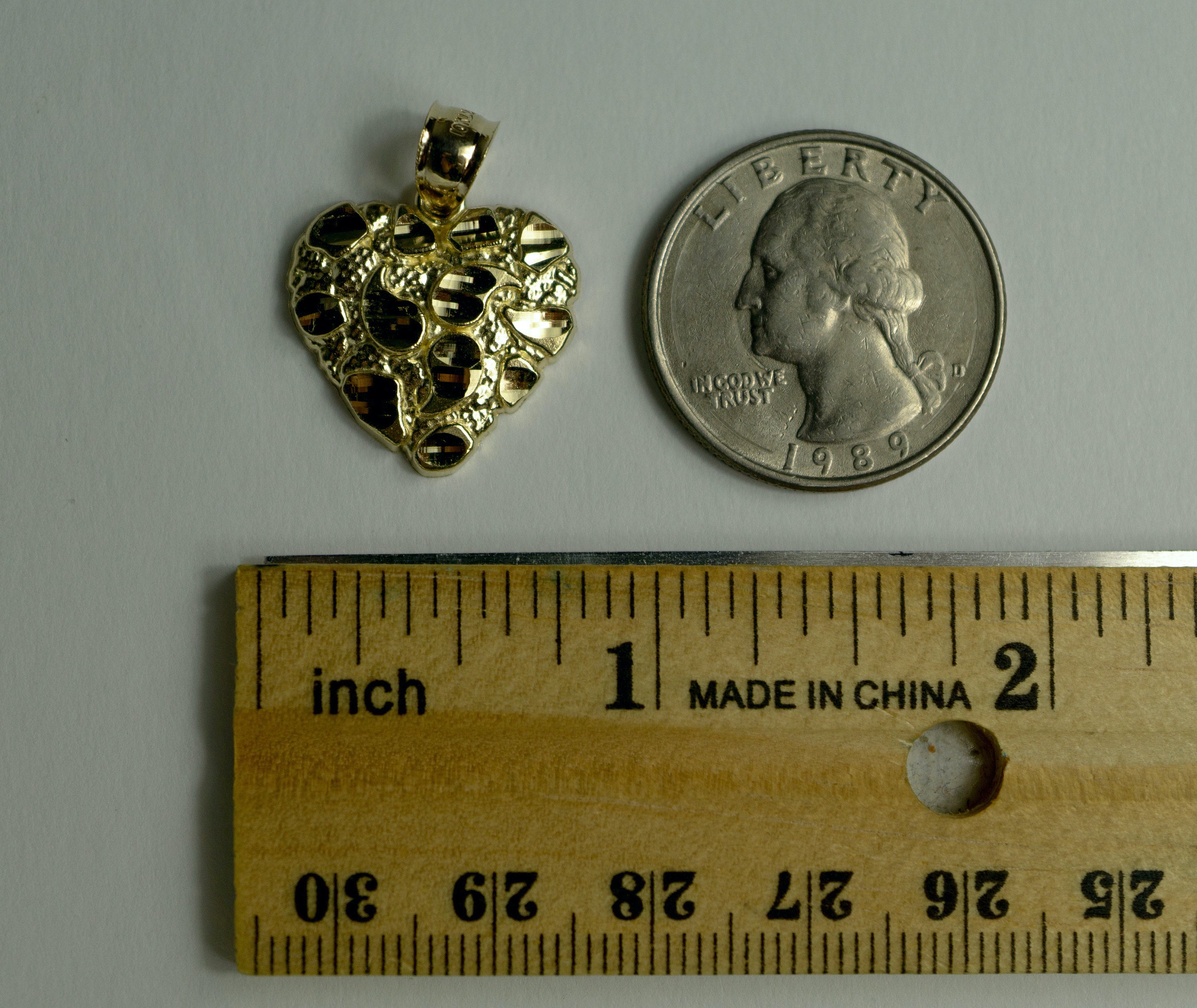10k Yellow Gold Heart Nugget Charm Pendant Necklace 3 Sizes - Etsy