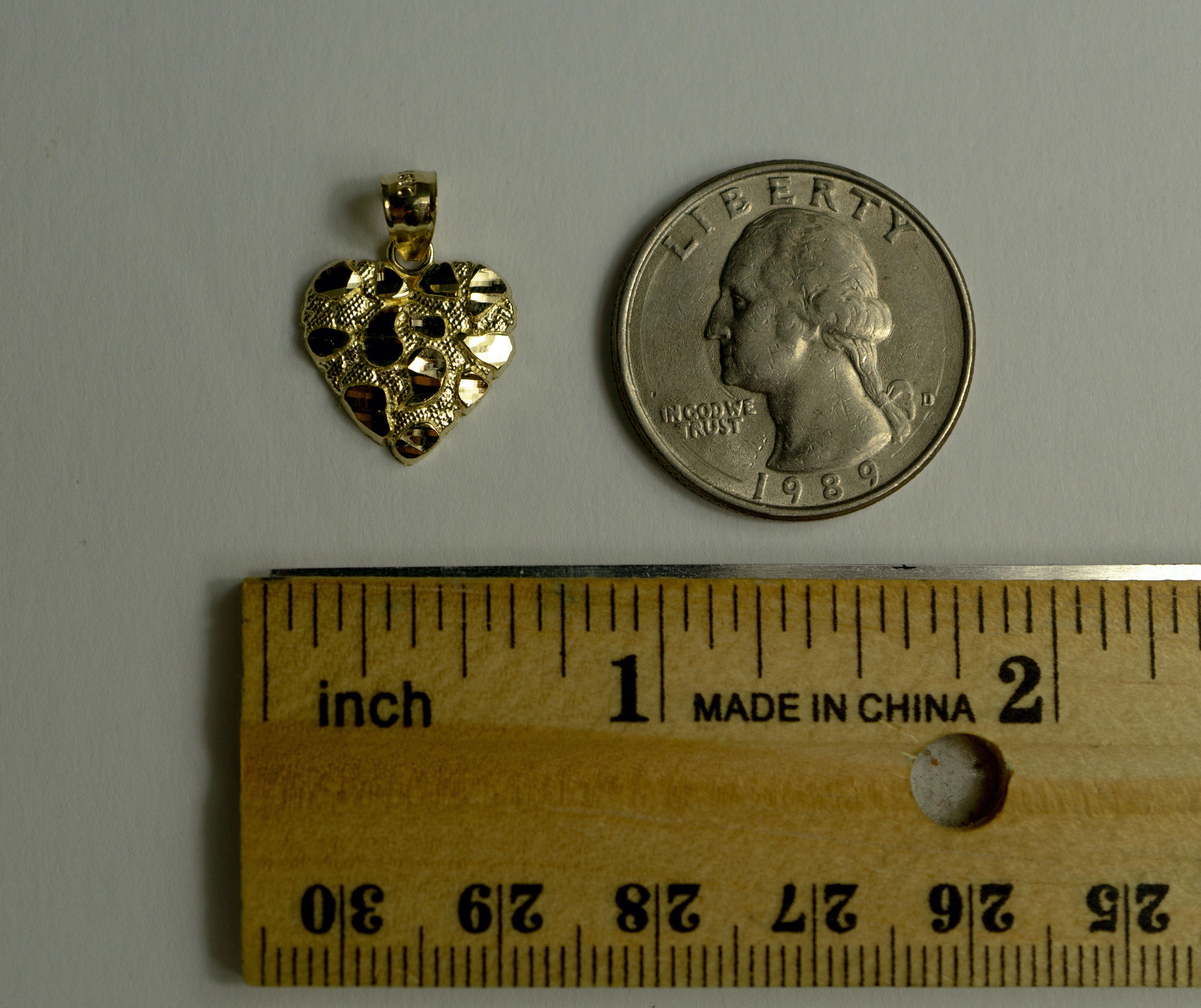 10k Yellow Gold Heart Nugget Charm Pendant Necklace 3 Sizes - Etsy